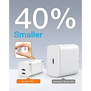 AICase 45W Super Fast USB-C Wall Charger,for Samsung Galaxy S22 Ultra,45 Watt Dual Type C Charging Block GaN Charger for Samsung S23/S22 Plus/S21/S20/Note 10/20/iPhone 14/iPad/MacBook
