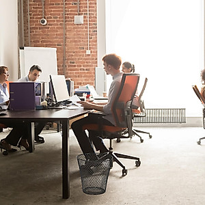 Generic 10 Pack 11inch Black Round Waste Basket,Wire Mesh Desk Metal Trash Garbage Can Wastebasket Recycling Trash Bins Garbage Container for Bedroom Office School, brown