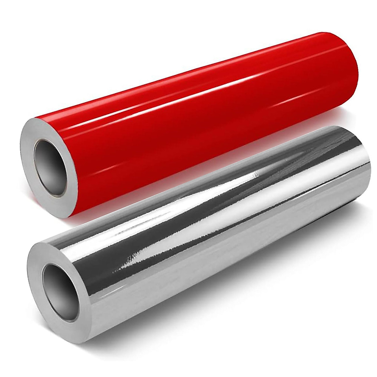 VViViD DECO65 Craft Vinyl Bundle Dark Red Gloss and Chrome Silver Gloss 2 Rolls of 7ft x 11.8" - M0