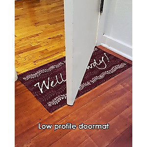 Toland Home Garden 800338 Howdy Chalk Vines- Maroon Welcome Door Mat 18x30 Inch Funny Outdoor Doormat for Entryway Indoor Entrance