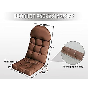 COSNUOSA 2 Pcs Rocking Chair Cushion High Back Adirondack Chair Cushion Waterproof Patio Cushions for Outdoor Furniture Coffee