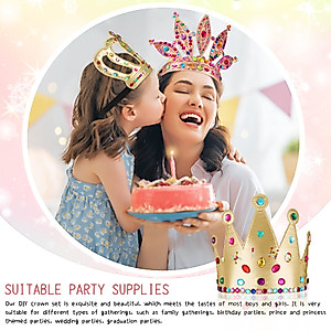 Honoson 24 Pieces Make Your Own Crowns Set Princess Party Favors DIY Tiaras Crown with Crystal Diamond Sticker for Kids Princess Party Supplies