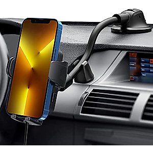 Car Cell Phone Holder Mount, 2 in 1 Dashboard Windshield Phone Mount for Car with Stabilizer, Car Phone Mount Windshield with Super Sticky Gel Suction Cup, iPhone Holder for Car Fit for All Phones