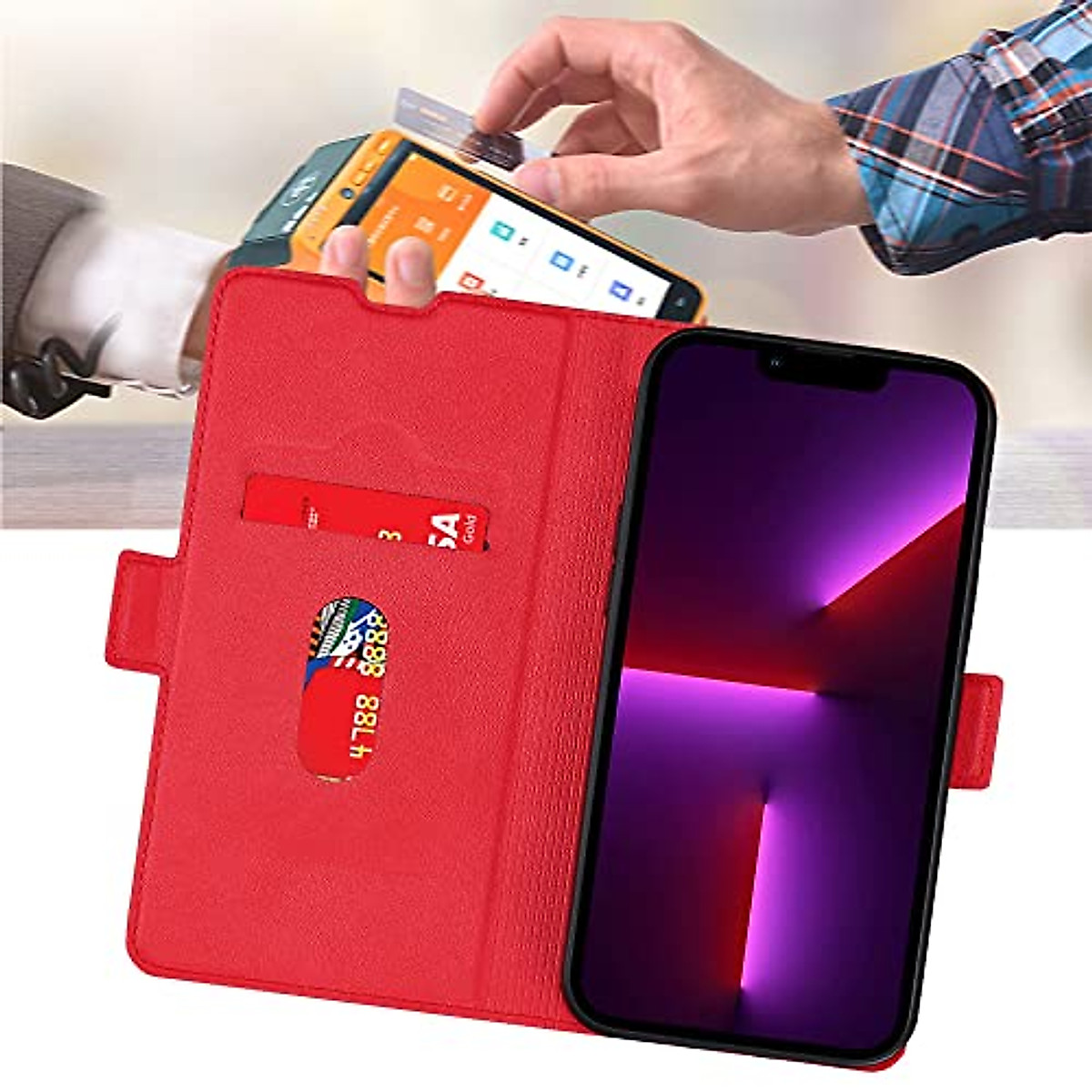 Fansipro Wallet Folio Case for Oppo Reno 2, Premium PU Leather Slim Fit Cover for Reno 2, 1 Card Slot, Handy, Red