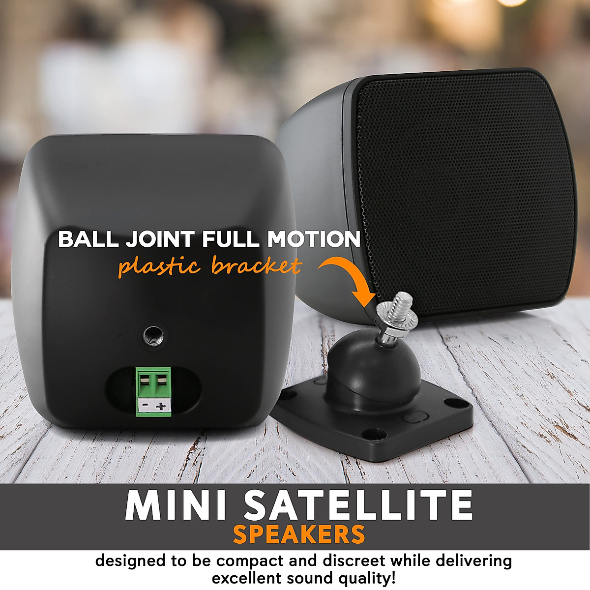 PyleUsa Mini Satellite Speaker - 3'' Surface-Mount Satellite Loudspeaker System for Subwoofer (Pair), Use for Subwoofer-Satellite Loudspeaker System, Stylish, Minimalistic Design PD4STP,Black