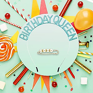 Kaiersi Birthday Crowns for Women Birthday Queen Sash & Rhinestone Headband Set - Birthday Tiara and Sash kit,Crystal Hair Accessories for Cake Toppers Birth Hairpiece Hair Band for Party (Blue)