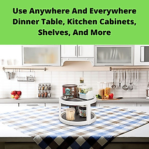 2 Tier Lazy Susan Organizer for Cabinet - 10 Inch Two Tier Lazy Susan Turntable for Cabinet - Plastic 2 Tier Lazy Susan Spice Rack with Rimmed Edge to Prevent Spilling