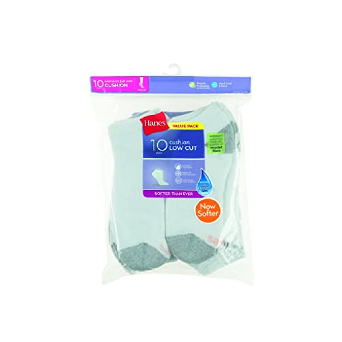 Hanes womens 10-pair Value Pack Low Cut athletic socks, White, 5 9 US