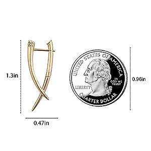 14K Gold Geometric Huggie Hoop Earrings Gold Hoop Earrings for Women Triangle Huggie Earrings for Gifts