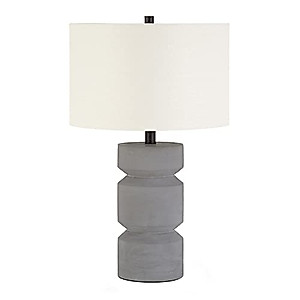 Reyna 23.5" Tall Table Lamp with Fabric Shade in Concrete/White