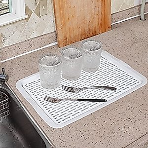 Tableware Drying Tray,Plastic drying dish, 16.2"×11"white，Draining plate，Double Layer Drain Tray, Drying dish,Dish Drying tray.Drain tray for tableware,cups,fruits,vegetables and condiments