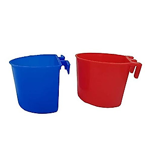 10pcs Feeder Cage Cups Hanging Chicken Water Cups Pet Bowl with Hooks Rabbit Food Dish for Cages Plastic Feeding & Watering Supplies for Pigeon Poultry Roosters Gamefowl Parakeet