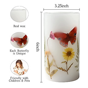 Holitown Flickering Candles, Flameless Candles D4 x H8, Blue Leaf Battery Candles Real Wax Pillar Candle with Timer for Summer Party,Home,Coverd Courtyard(4"x8")