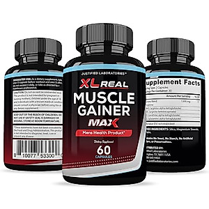 (3 Pack) XL Real Muscle Gainer Max 1600MG Advanced Men's Heath Formula 180 Capsules
