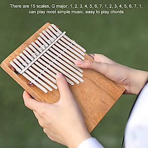 Kalimba 15 Keys Thumb Piano, Portable Full solid Camphorwood 15 Scales G Major Kalimba Instrument with Belt Bag Stickers K15CAP Kalimba