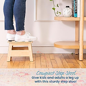 ECR4Kids Folding Step Stool with Handle, Kids Furniture, Natural