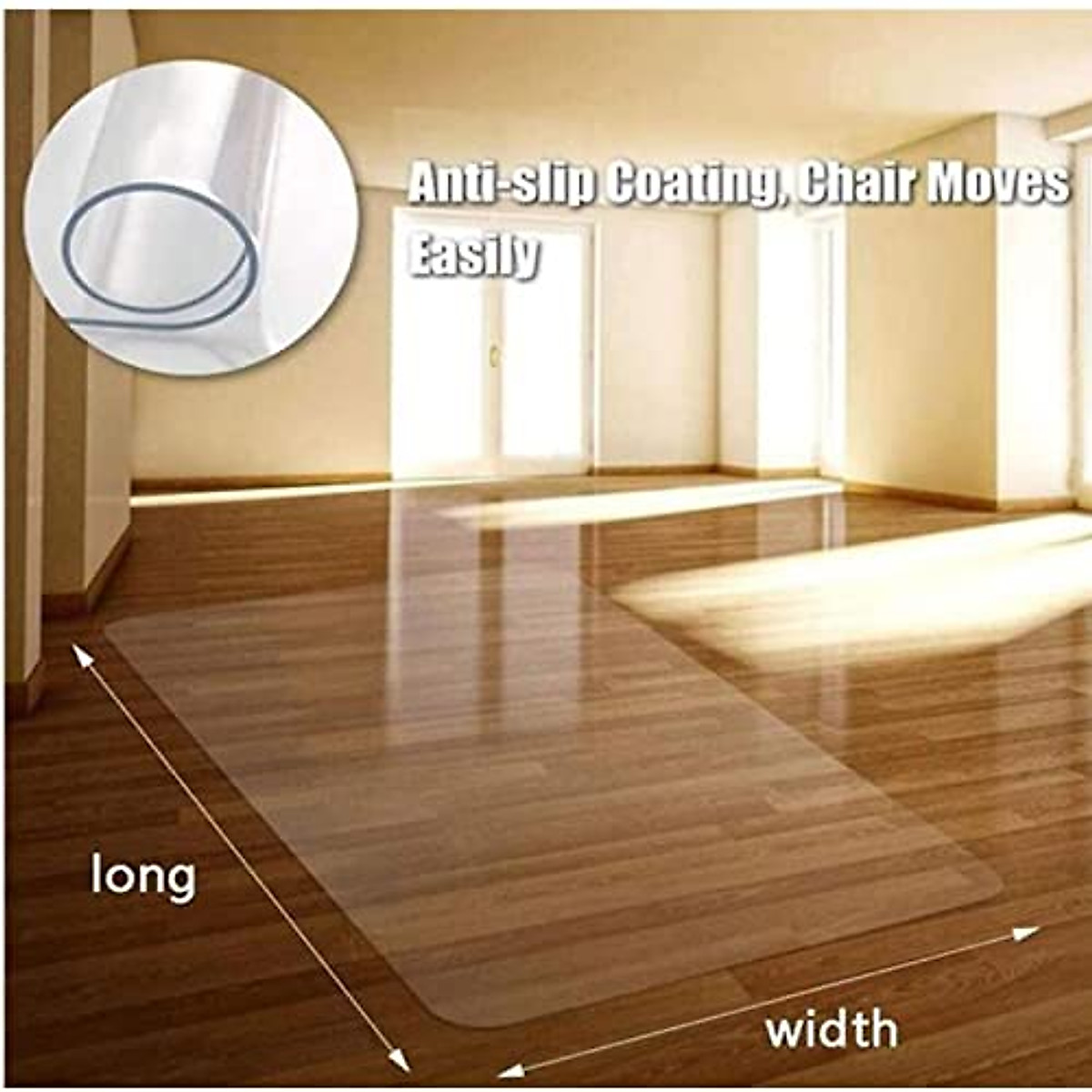 Clear PVC Desk Chair Mat Office Chair Mat for Hard Floors,Non-Slip Office Chair Mat Desk Pads Mat,Transparent Waterproof Chair Mat for Hardwood Floor Carpet,1mm Thick-70/90/110/130/150cm wide, 100-280