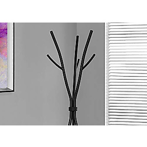 Monarch Specialties Coat Rack - Coat Tree with 8 Hooks, Hammered Metal 74" H (Black)