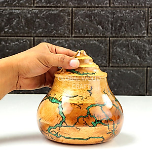 Mango Wood With Risin Unique Urn | for Human Ashes Medium Wooden Urn For Cremation Adult Urn Box | Male & Female Ashes Fractal Burning Turn Wood Funeral Pet - Beautiful Threade lid Container and jar