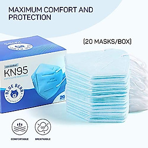 BLUE BEAR PROTECTION Disposable KN95 Face Masks, Blue (20 Pack), Adult Disposable Face Mask, KN95 Masks Disposable, 4 PLY Mask KN95, Face Mask for Adults, Disposable Masks, Face Masks Disposable