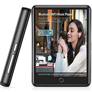 YFFIZQ 80GB MP3 Player with Bluetooth 5.1,2.8'' Full Touch Screen MP4 Player with Speaker,Portable HiFi Lossless Sound MP3 Player with FM Radio,Voice Recorder,E-Book,Armband,Support up to 128GB
