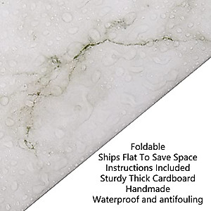 Magazine File Holder Storage Box Catalog Racks Collapsible Office Organizer Box Cardboard Paper File Folders Book Desk Accessories Reference Racks With Labels for A4 Size Document (Marble 5 Pack)