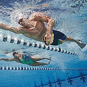 Speedo unisex adult Swim Training Fins Rubber Short Blade Footwear, Blue/Grey, Medium 6 7 US