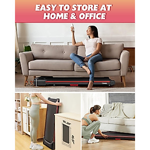 Walking Pad, Under Desk Treadmill with Remote Control, LED Display, Wheels, Portable Mini Running Machine for Small Spaces in Home/Office