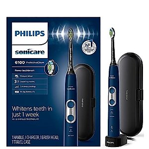 Philips Sonicare ProtectiveClean 6100 Rechargeable Electric Power Toothbrush, Frustration Free Packaging, White, HX6877/33