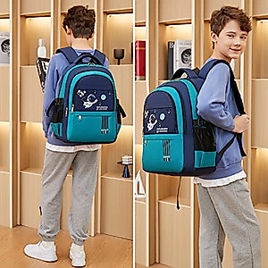 BOVIP Bookbags Cute Lightweight School Backpack for Toddlers Boys Girls Middle School Elementary Green Large