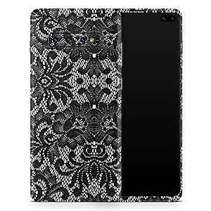 DesignSkinz Black and White Lace Pattern V108 Protective Vinyl Decal Wrap Skin Cover Compatible with The Samsung Galaxy S20 (Screen Trim & Back Glass Skin)