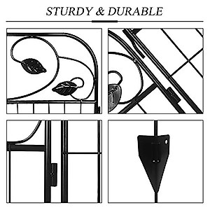 Amagabeli 4 Pack Metal Garden Fence Border 36”(L) x44”(H) Heavy Duty Tall Rustproof Decorative Garden Fencing Gate Panels Animal Barrier for Dog Iron Edge for Landscape Folding Flower Bed Leaf Black