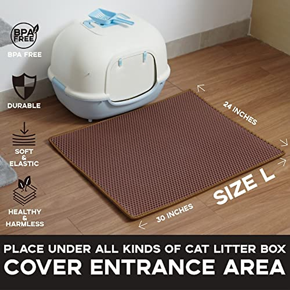 Shekkam Cat Litter Mat Litter Trapping Mat: Large Double-Layered Kitty Litter Mat for Litter Box, No Mess, Easy Clean Cat Litter Rug Catcher