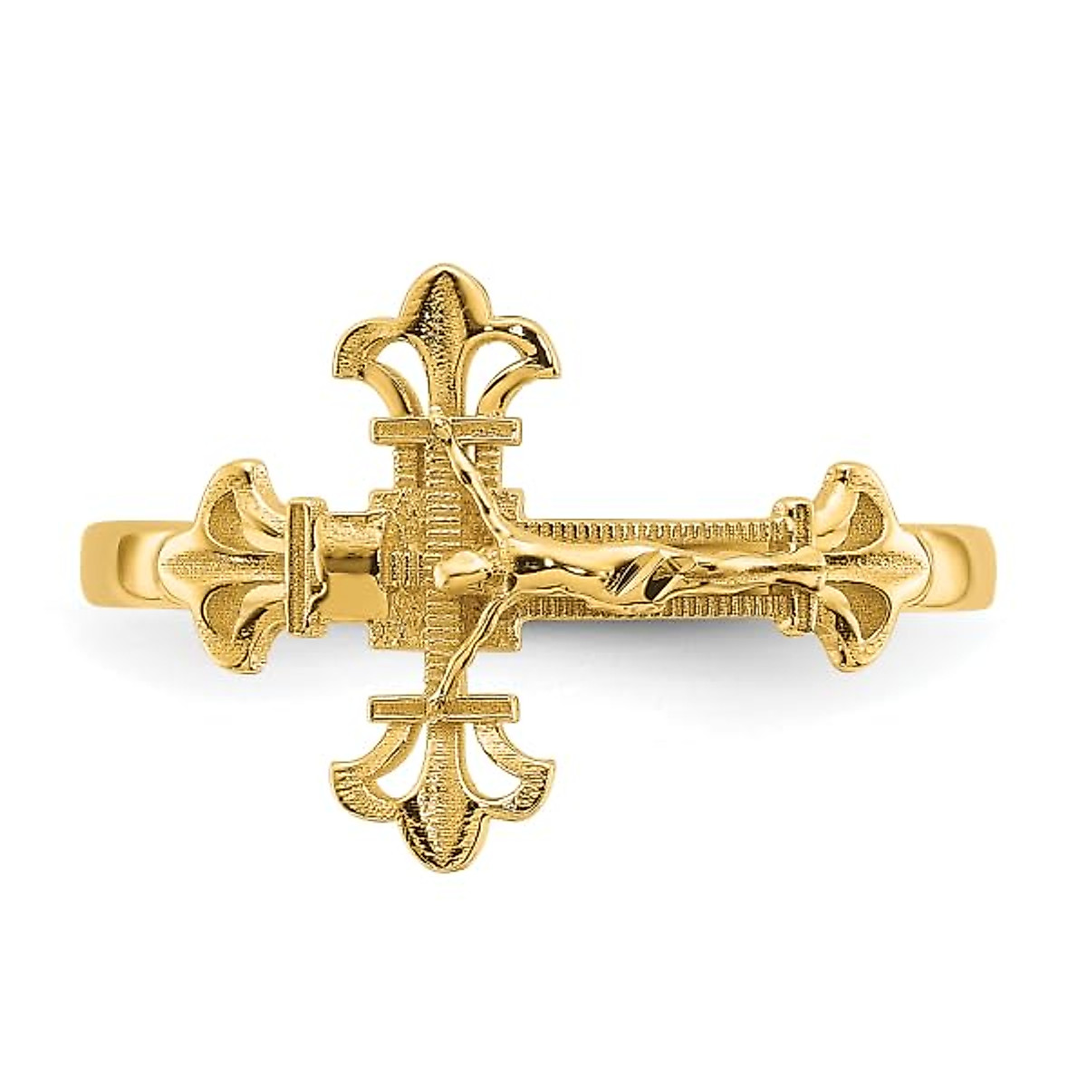 IceCarats 14K Yellow Gold Lord Jesus Christ Crucifix Holy Cross Ring Christian Religious Band Size 7