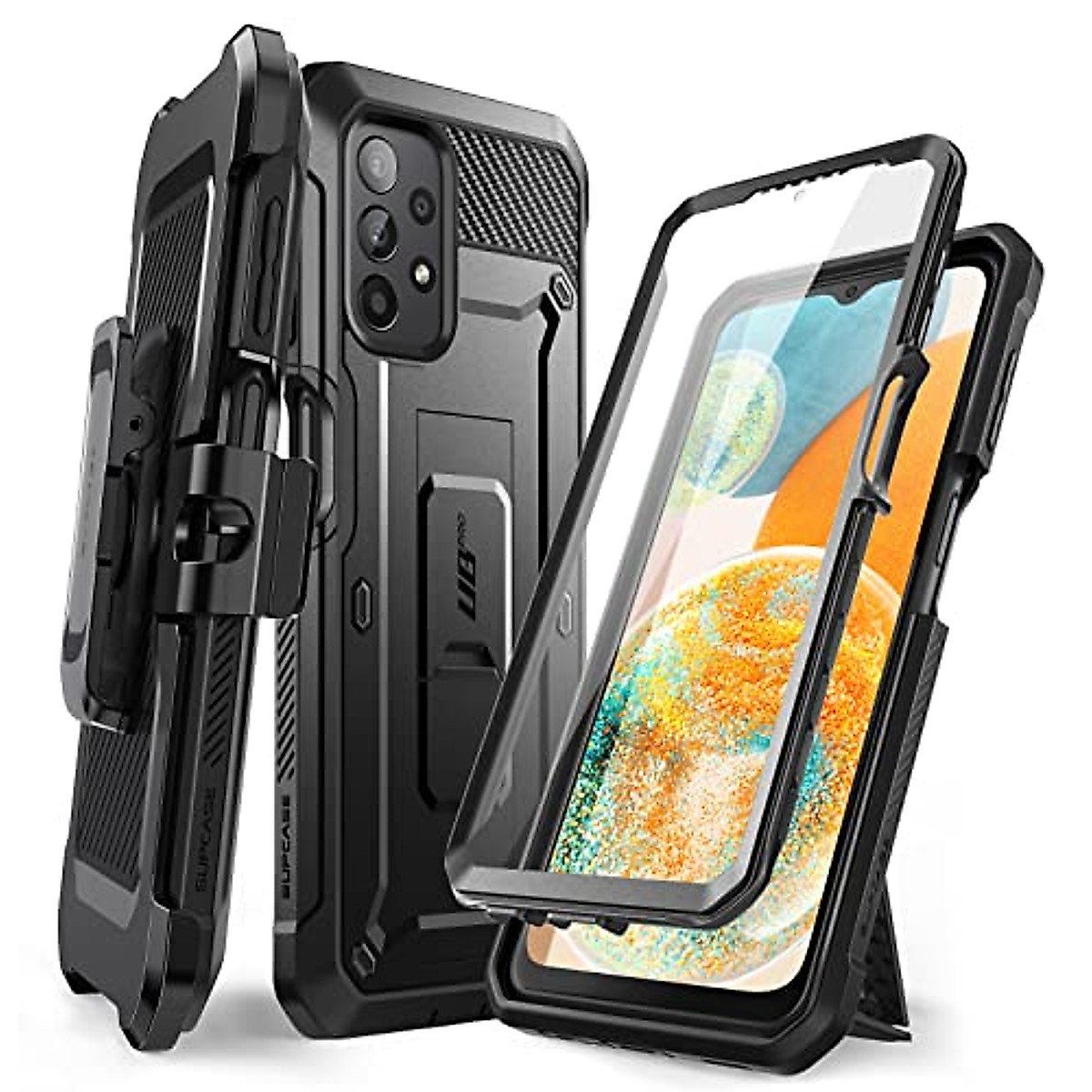 SUPCASE Unicorn Beetle Pro Case for Samsung Galaxy A23 4G/5G (2022), Full-Body Rugged Belt-Clip & Kickstand Case with Built-in Screen Protector (Black)