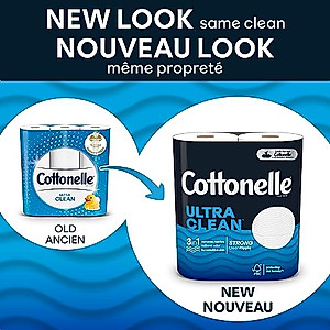 Cottonelle Ultra Clean Toilet Paper, 1-Ply, Strong Tissue, 36 Mega Rolls (312 Sheets per Roll), Packaging May Vary