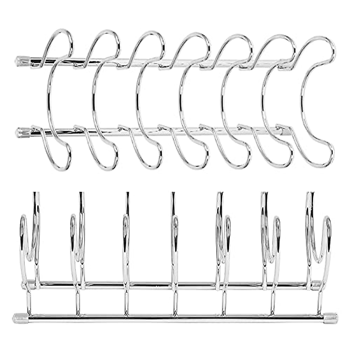 LeleCAT Kitchen Lid Organizer, Pots & Pans Lid Rack Holder Organizer, cast iron pans, Plates, Cutting Boards Bakeware, Cooling Racks, Serving Trays, Chrome,2 Pack