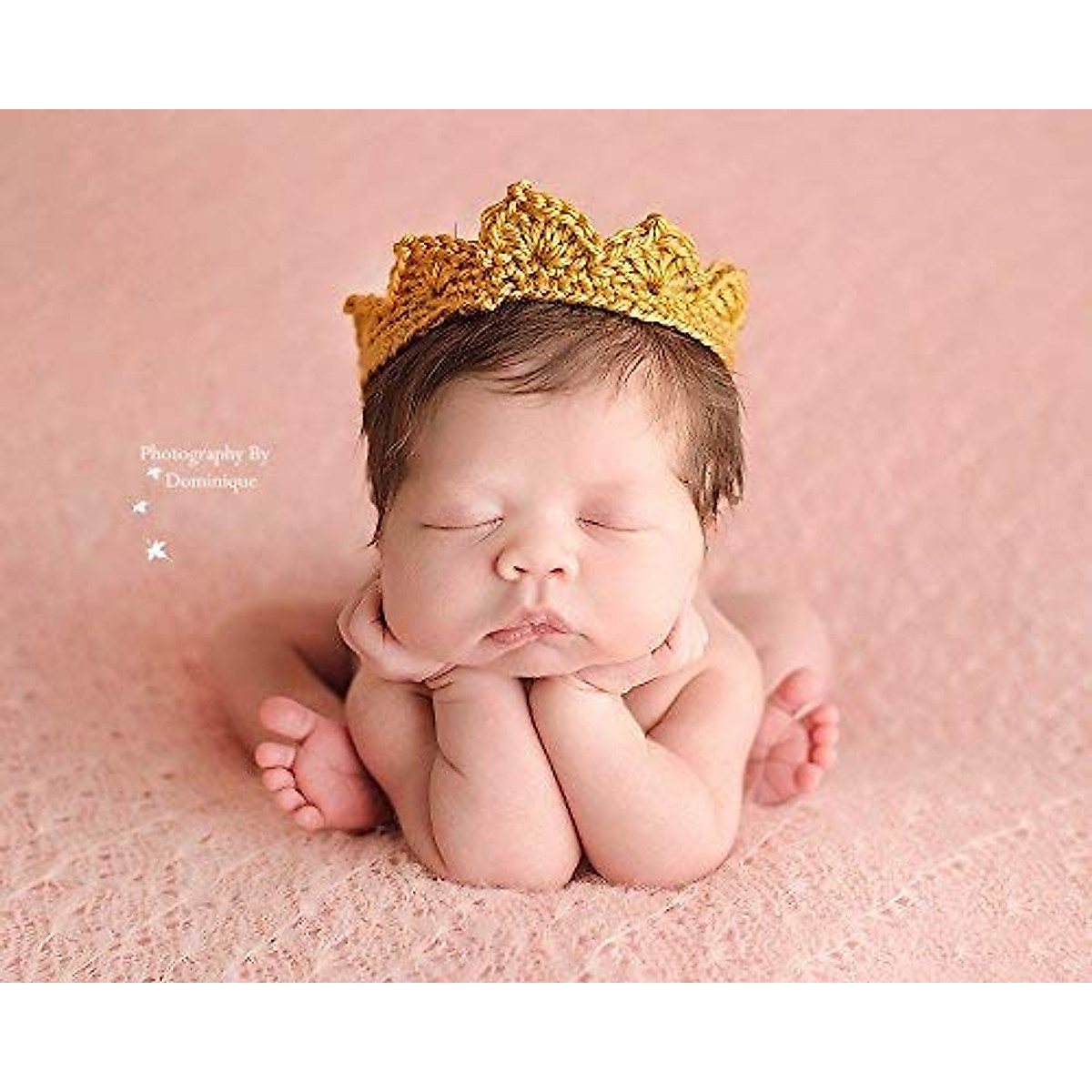 Handmade Newborn Crown, Baby Boy Girl Photo Prop, Gender Neutral Infant Photography Prop, Gold (Newborn, Gold)