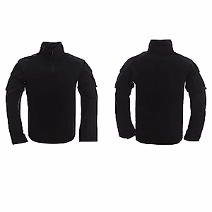 LANBAOSI Men's Tactical Combat Shirt and Pants Set Long Sleeve Multicam Woodland BDU Hunting Military Uniform 1/4 Zip