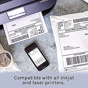 Premium Label Supply White Sticker Full Sheet Shipping Labels – 8.5" x 11" – Laser/Inkjet Compatible – (1 Label/Sheet), 100 Sheets - Letter Size