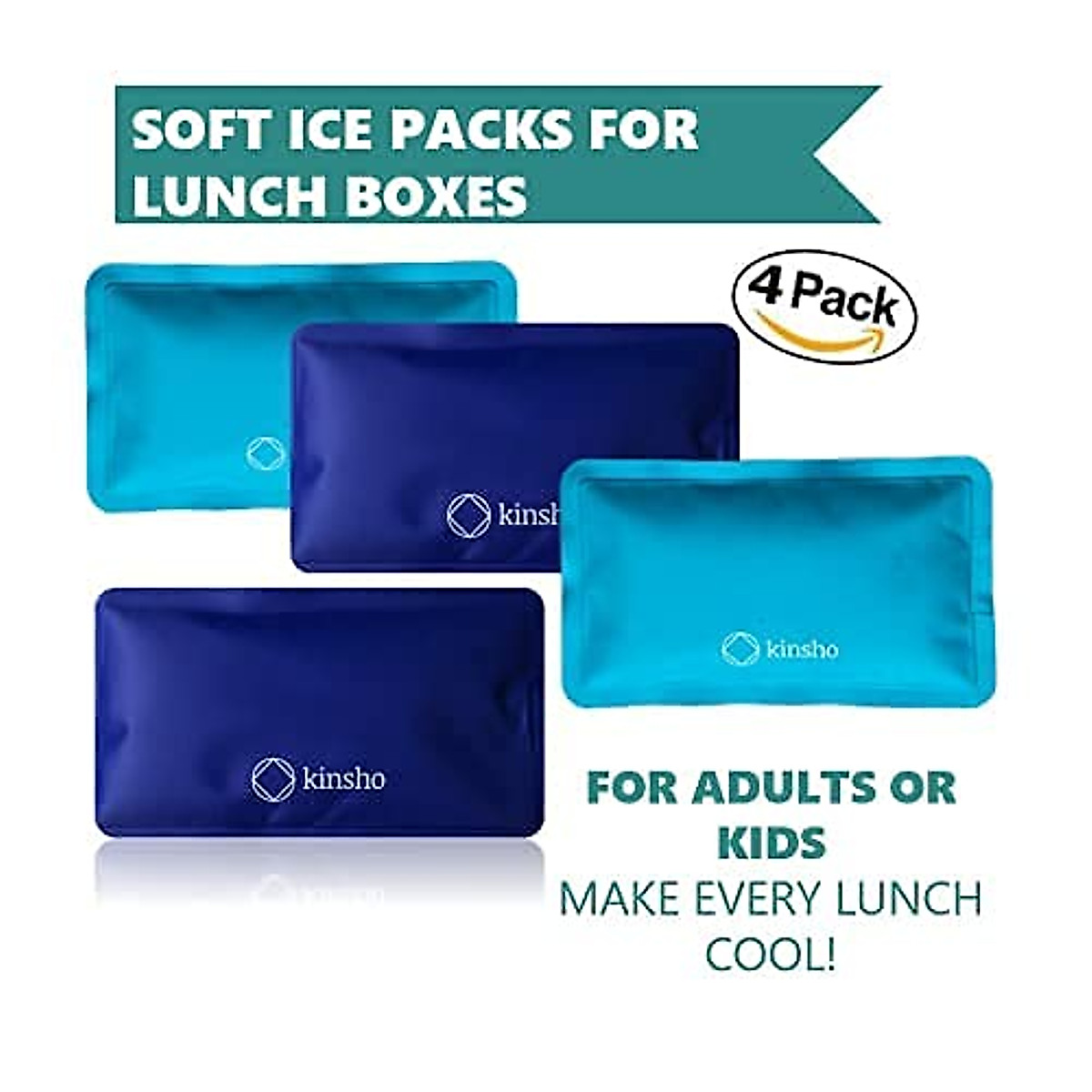 kinsho Bento Box Lunch Boxes and Matching Ice Packs (Blue)