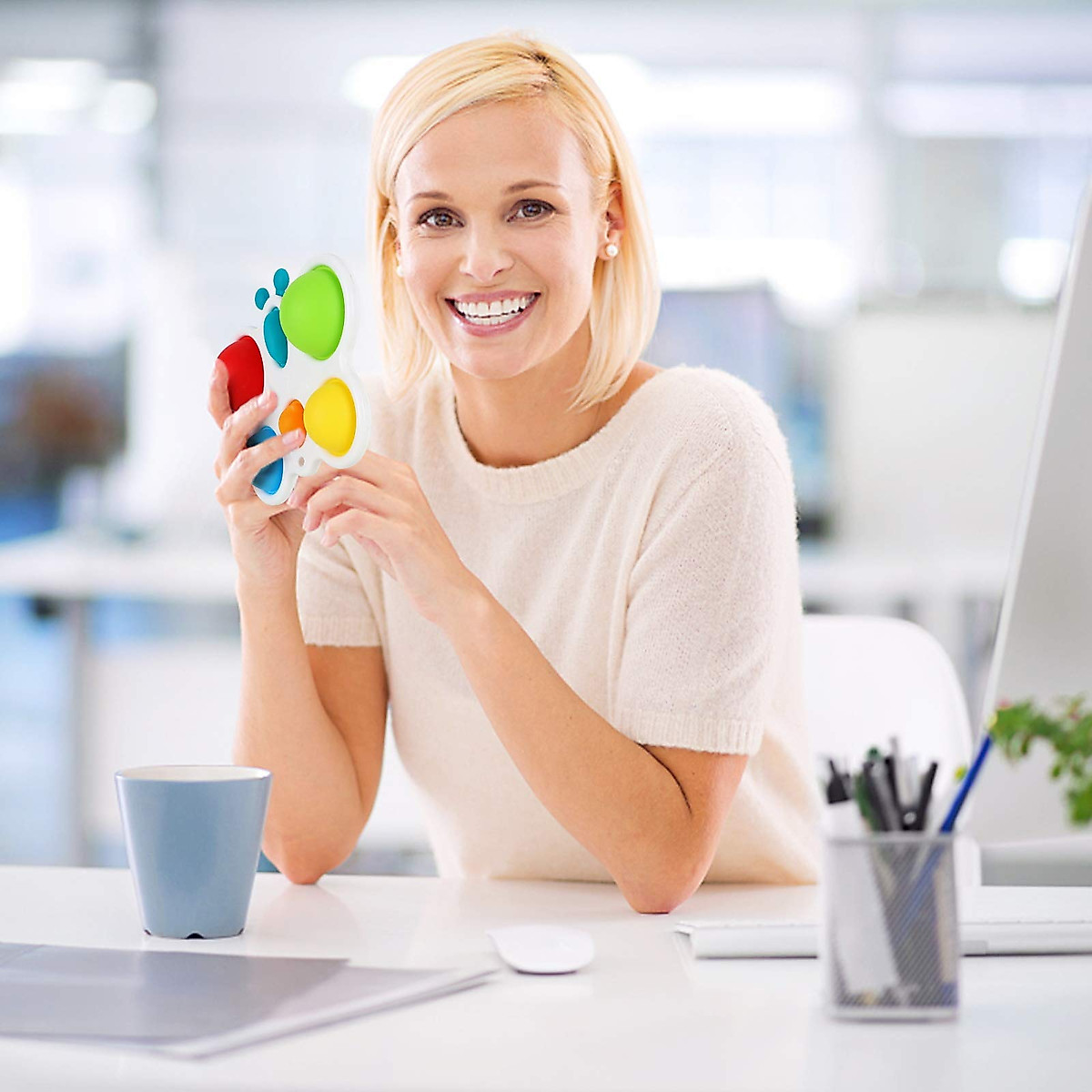 Fidget Popper Sensory Baby Toys for 6+ Months, Montessori Busy Toy for 1 2 3 Year Old Toddlers Push and Popping Bubbles Bath Toys, Travel Toys for Kids Ages 1-3 Stress Relief (Butterfly)