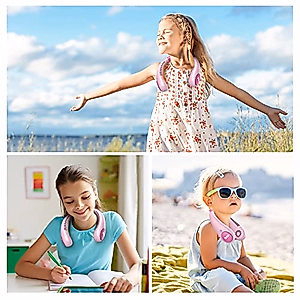 Kkdi Kids Neck Fan, Portable Bladeless Fan for Kid 4-14Y Girls & Boys, 2600mAh USB Personal Mini Fan Cooling Fan for Travel/Camping/Study, 4 Speeds, Lightweight, Compact, Perfect Summer Gifts for Kids