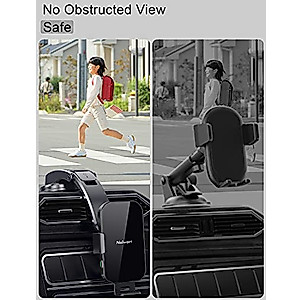 Nalwort Wireless Car Charger 15W Qi Fast Charge with Metal Frame Dashboard and Air Vent Phone Holder Auto Clamping Wireless Car Charger Mount Compatible for iPhone 14/13/12, Samsung S20/S10 and More