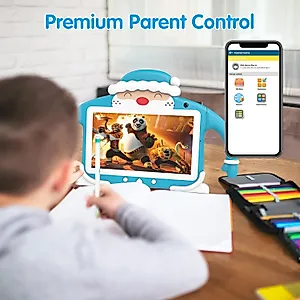 Okulaku ZIDS701 7-Inch Kids Tablet with 64GB Storage, Android 11.0, Dual Camera, Parental Controls, Netflix, Games, and Learning Apps - Blue