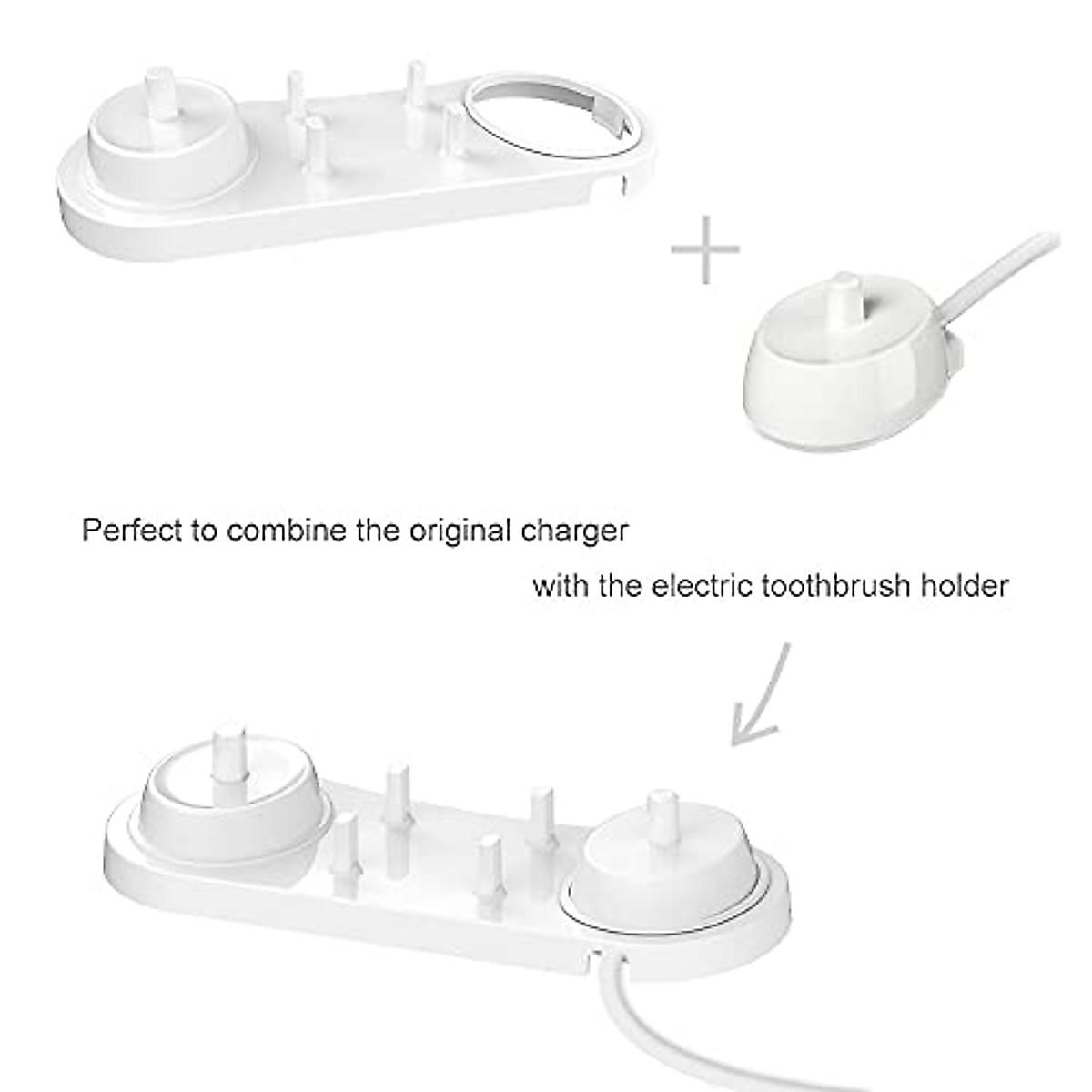 Electric Toothbrush Holder with 1 Charging Stand Slot, 1 Toothbrush Stand and 4 Toothbrush Head Stands + 4 PCS Toothbrush Head Covers for Oral B