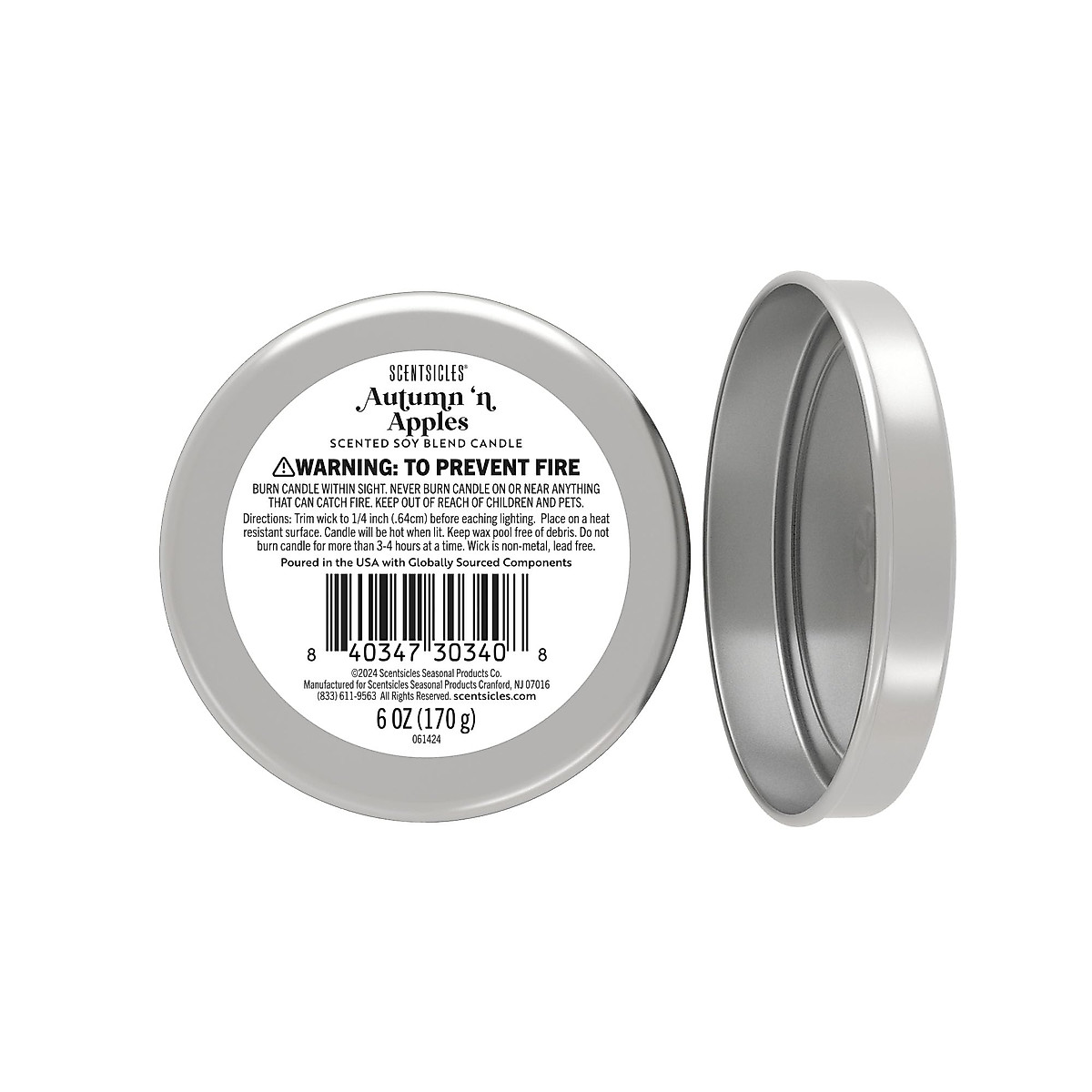 Scentsicles, Autumn n Apples,6 Oz Soy Blend Candle, 25 Hour Burn Time