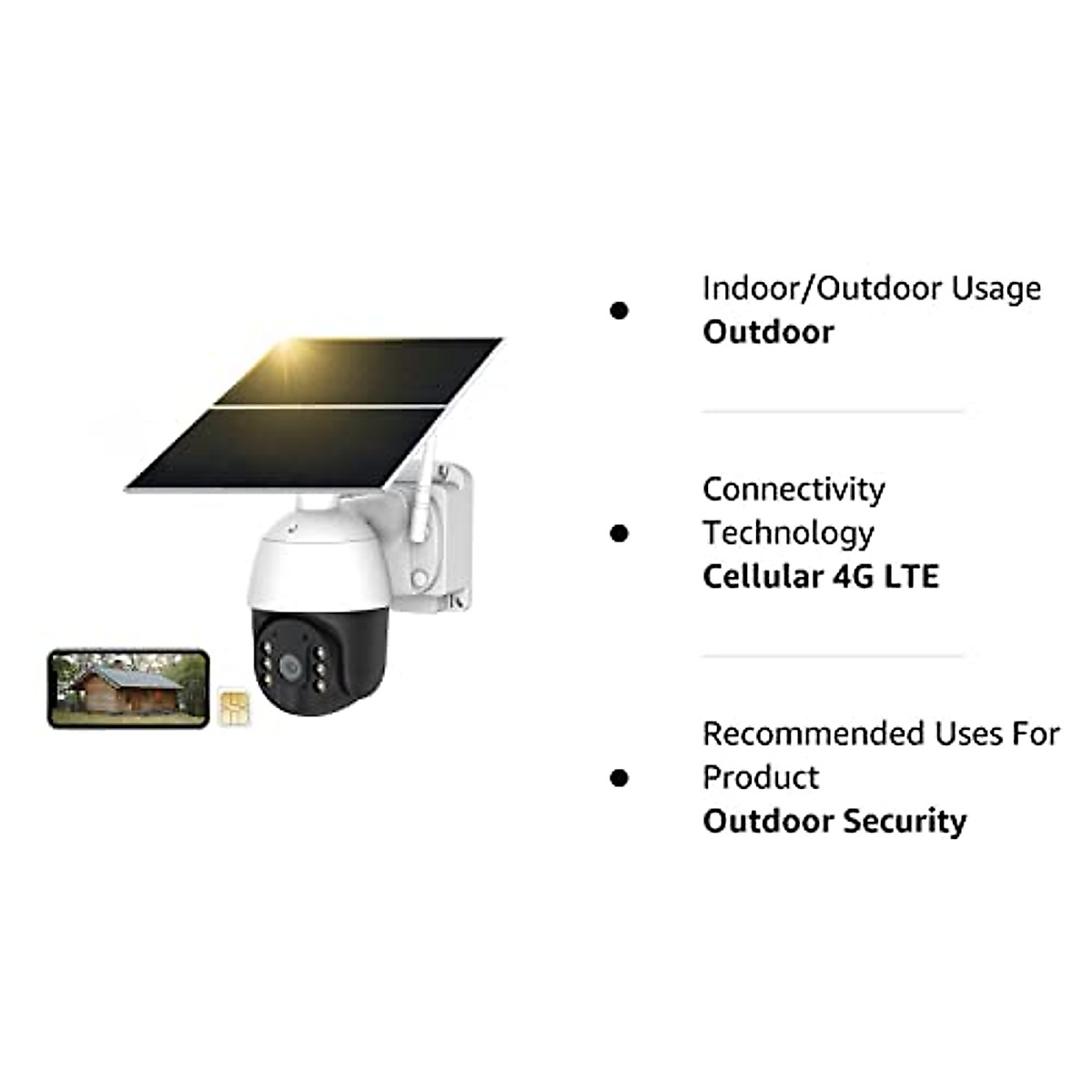 4G LTE Cellular Solar Security Cameras Wireless Outdoor Battery Powered No WiFi, PTZ Video Surveillance Camera for Home Security, Color Night Vision, 2 Way Talk, Motion Detection, Phone App Alerts