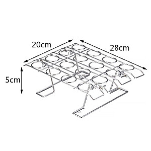 Cupcake Cones Baking Rack, 16-Cavity Stainless Steel Ice Cream Cone Cupcakes Holder Foldable Cake Decorating Pastry Tray Waffle Cones Holder for Baking, Cooling, Display