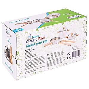 New Classic Toys Metal Pan Set - Pretend Play Toy for Kids Cooking Simulation Educational Toys and Color Perception Toy for Preschool Age Toddlers Boys Girls